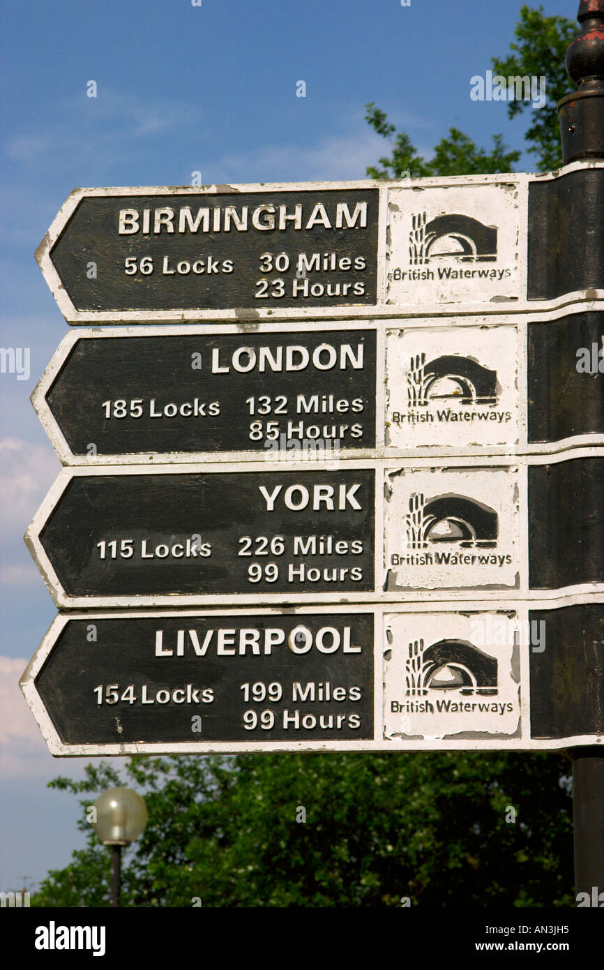 Canal sign posts in Stratford-upon-Avon UK Stock Photo - Alamy