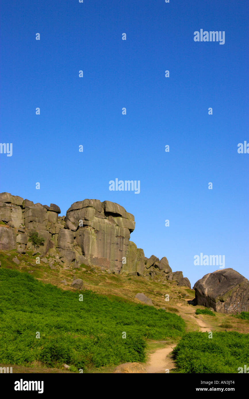 Cow and Calf rock formation Ilkley Yorkshire UK Stock Photo - Alamy