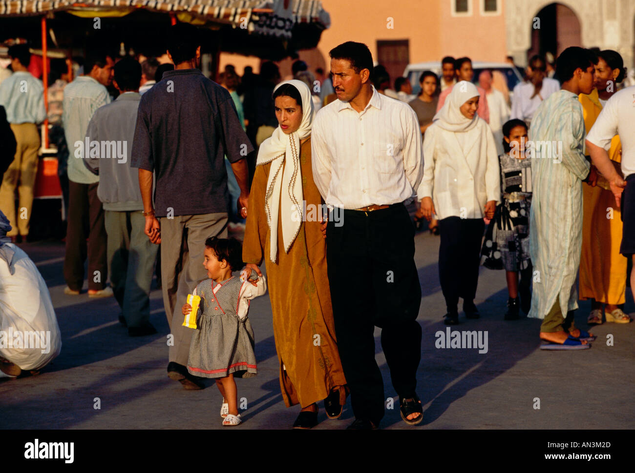 Moroccans, Moroccan family, adult man, adult woman, children, Djemaa el ...