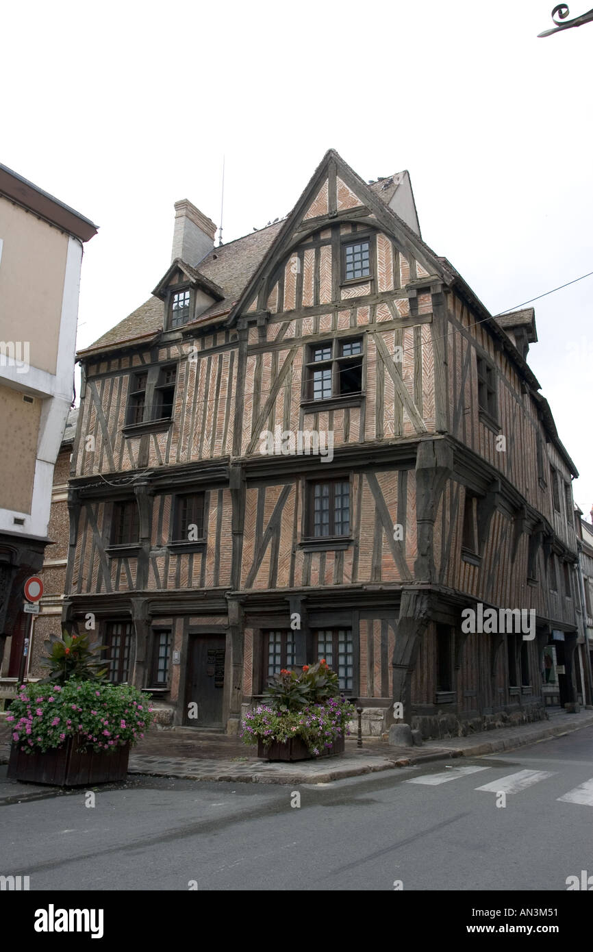 Ancient half timbered buildings with herring bone brickwork St Nogent ...