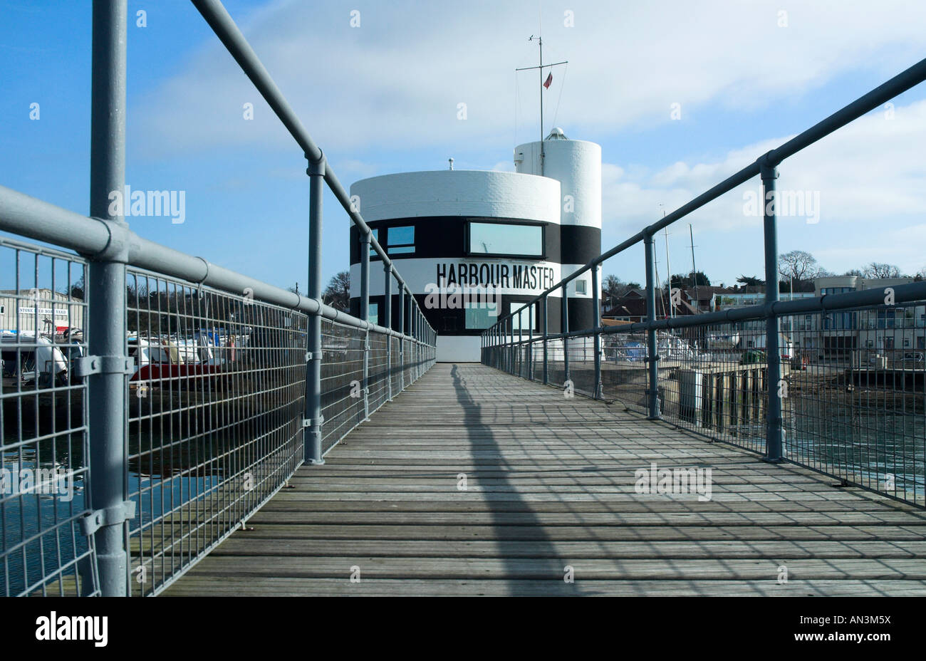 Warsash Harbour Master Building and Jetty Stock Photo - Alamy