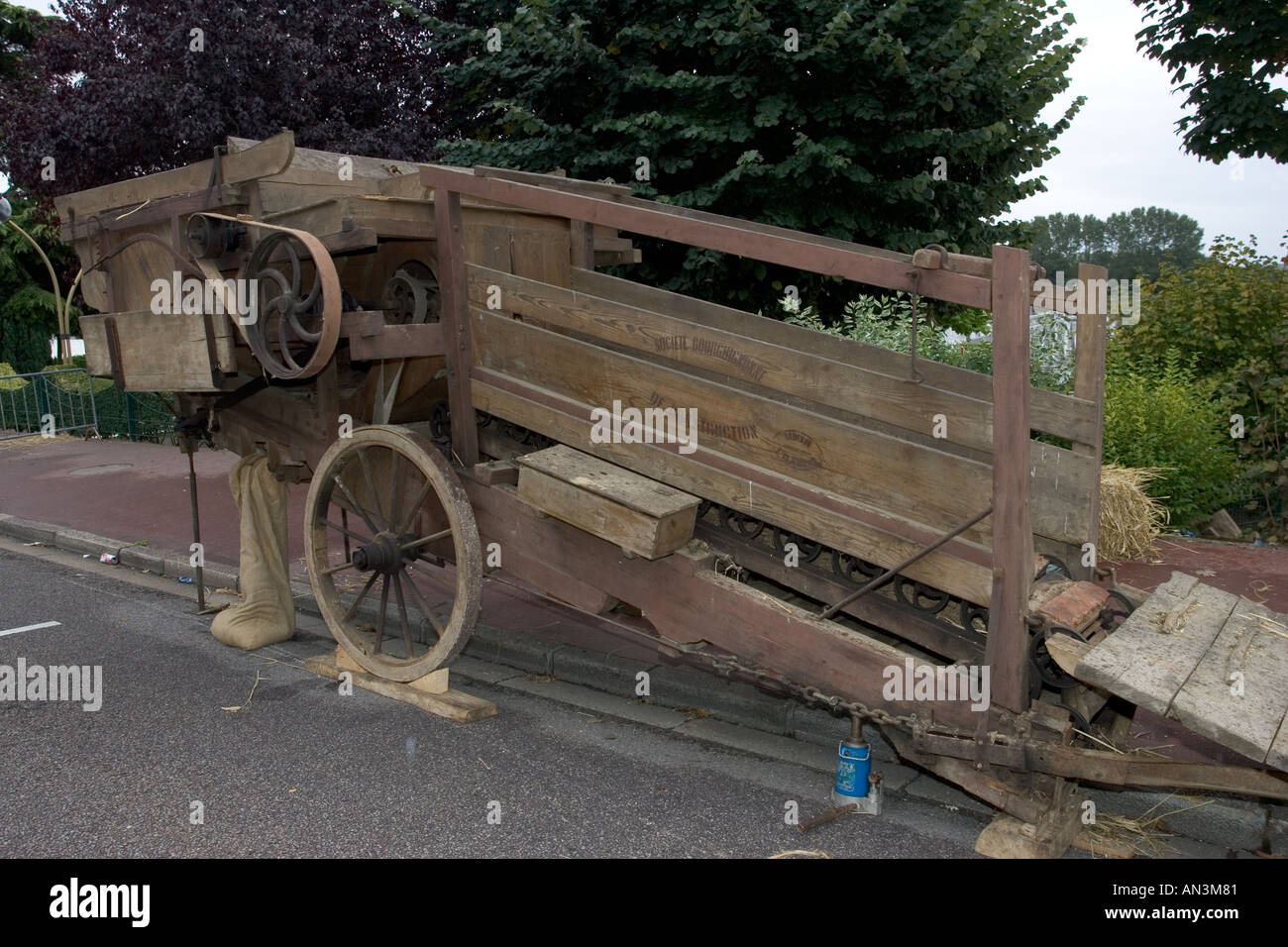 Ancient horse driven threshing machine at Cider Fayre Caudebec en Caux ...