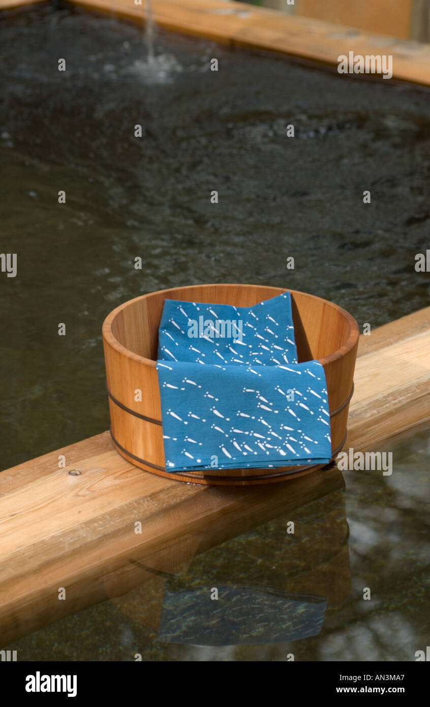 Bathing pail at hot springs in Japan Stock Photo - Alamy