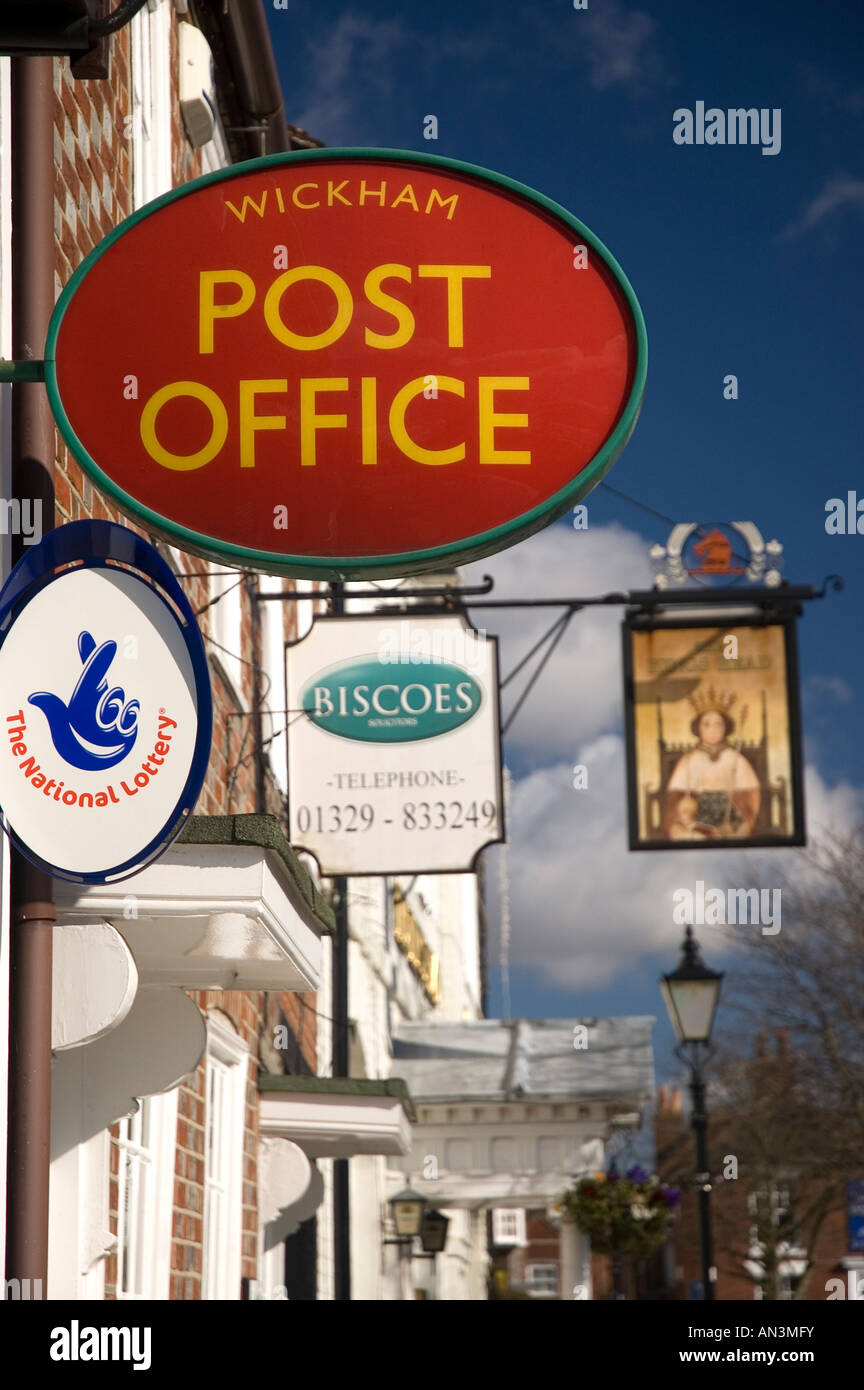 Post Office Sign in Wickham Village Square and Shops in Hampshire ...