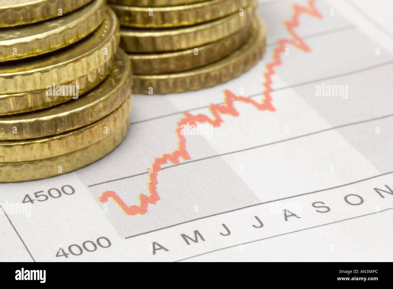 Stacked Coins on Chart Stock Photo - Alamy