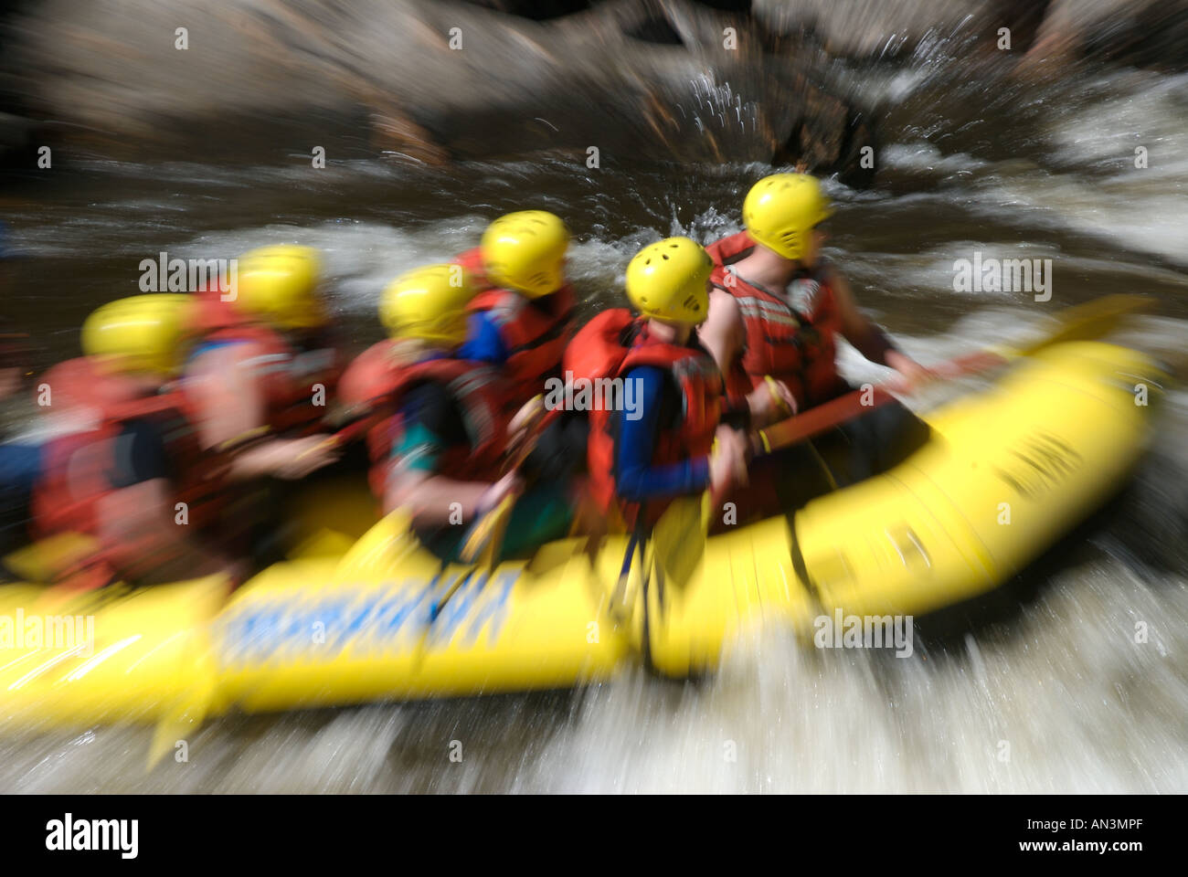 Whitewater Rafting Pine View Falls Cache la Poudre River CO Stock Photo ...
