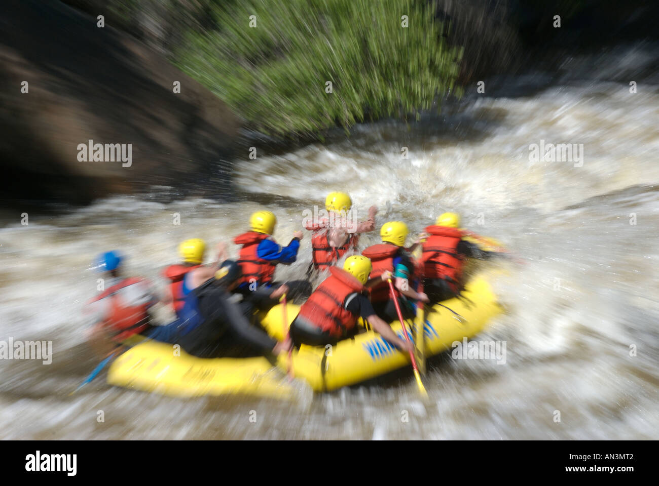 Whitewater Rafting Pine View Falls Cache la Poudre River CO Stock Photo ...