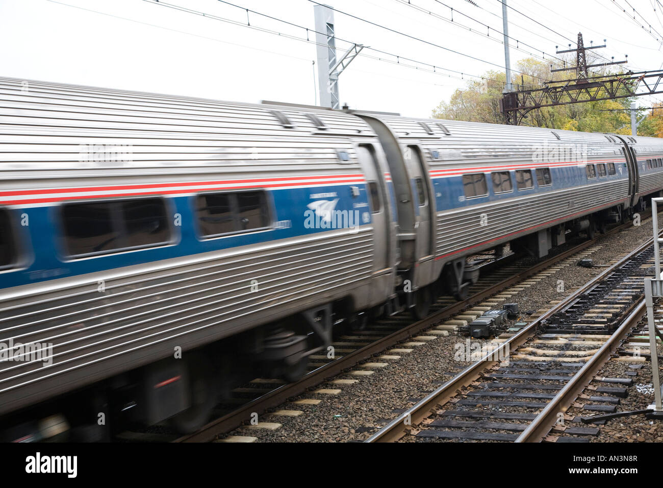 Metro North commuter train speeding by South Norwalk, Connecticut ...