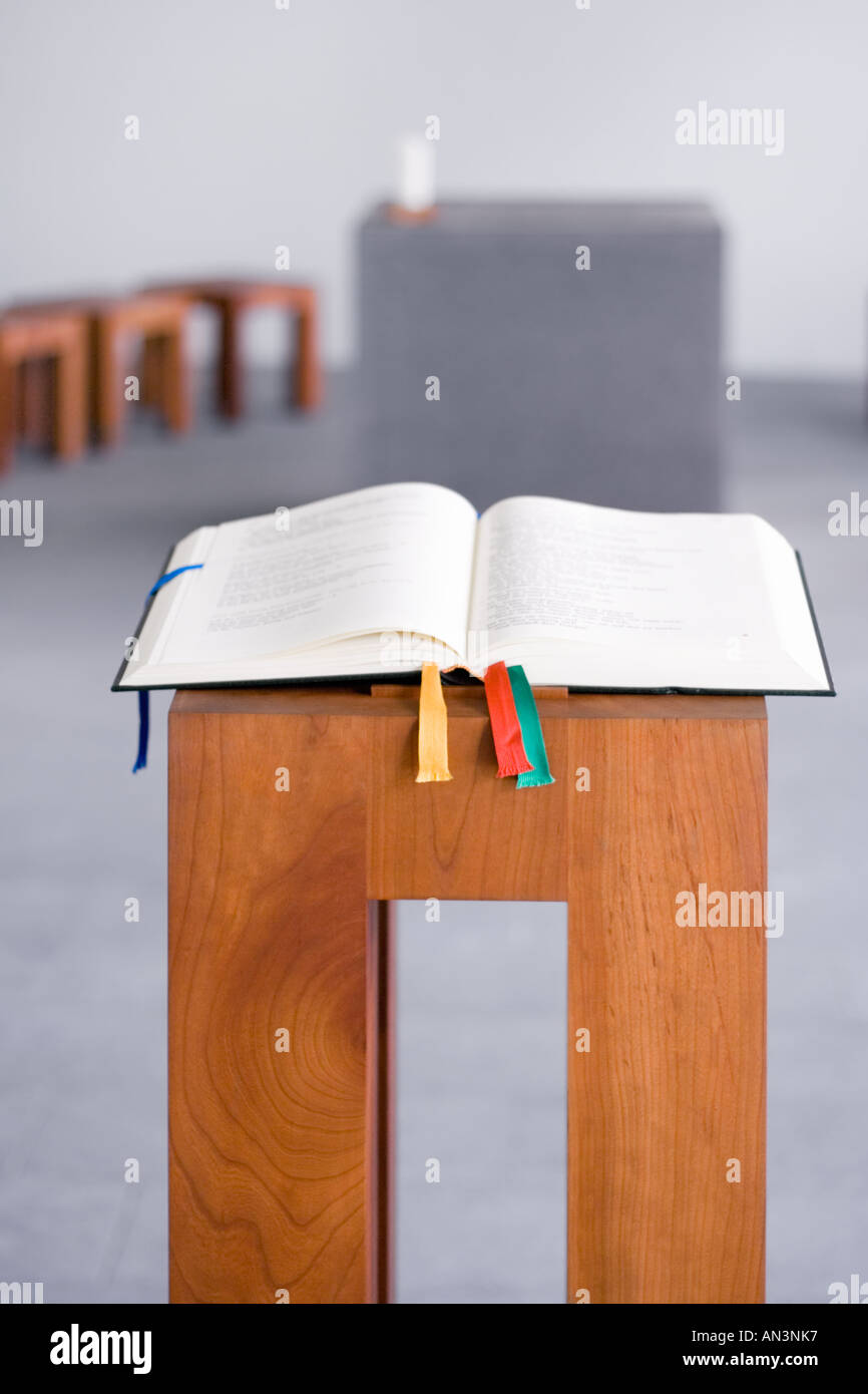 Open Bible on Wooden Console Stock Photo - Alamy