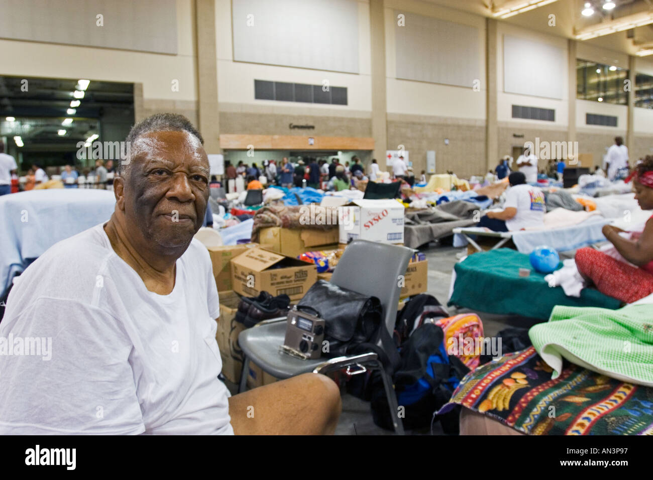 Hurricane Katrina Survivor in Baton Rouge Shelter Stock Photo - Alamy