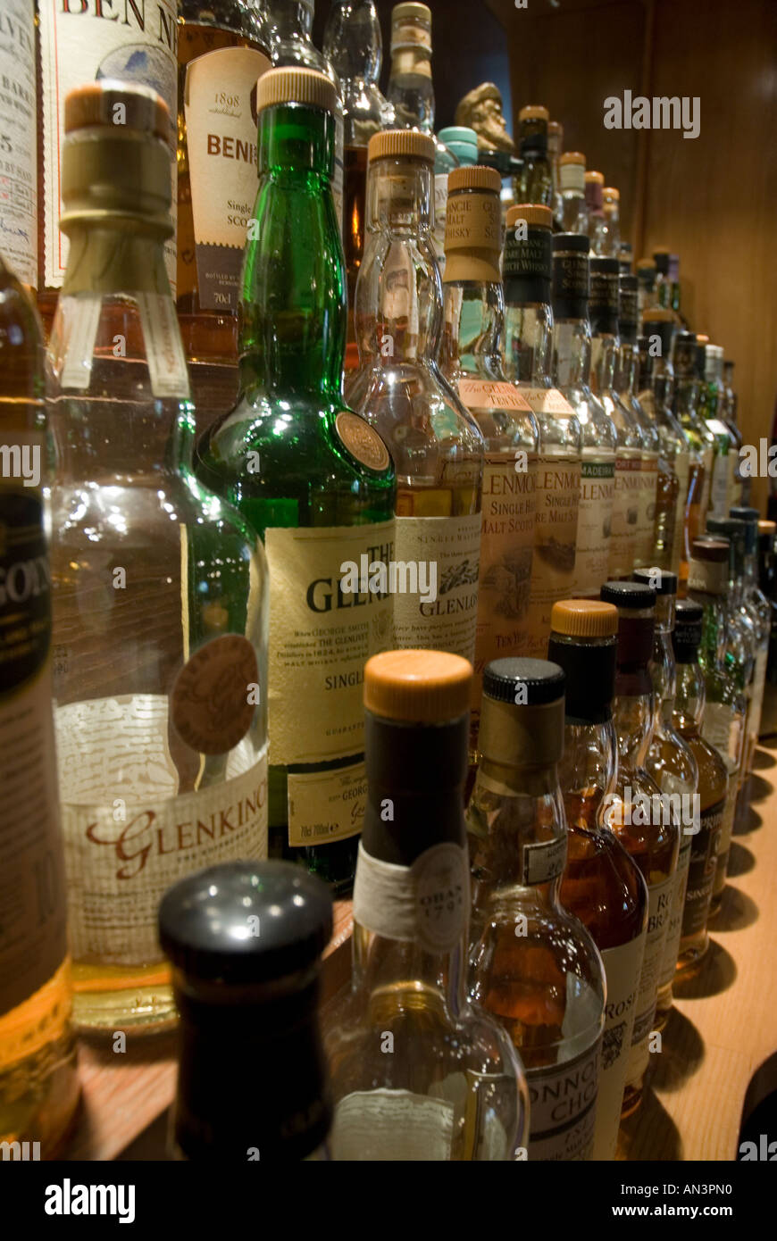 Display of Alcoholic drinks in a Bar Counter Stock Photo - Alamy