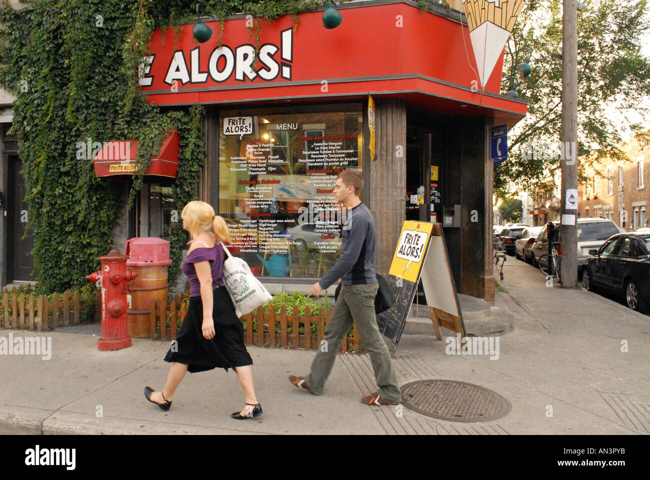 Rachel street typical plateau Mont Royal street in Montreal Stock Photo ...