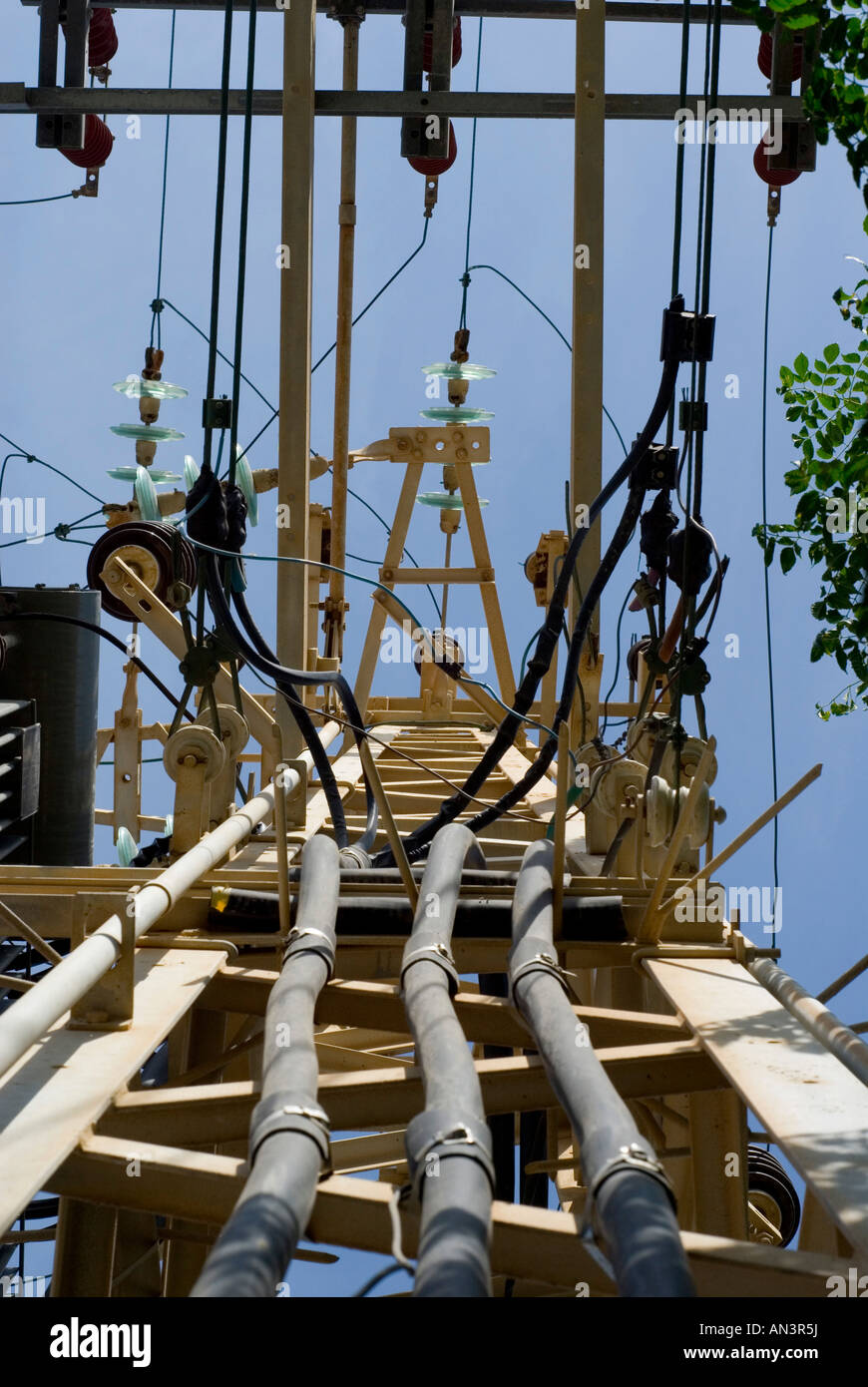 High voltage power lines and a transformer Stock Photo - Alamy