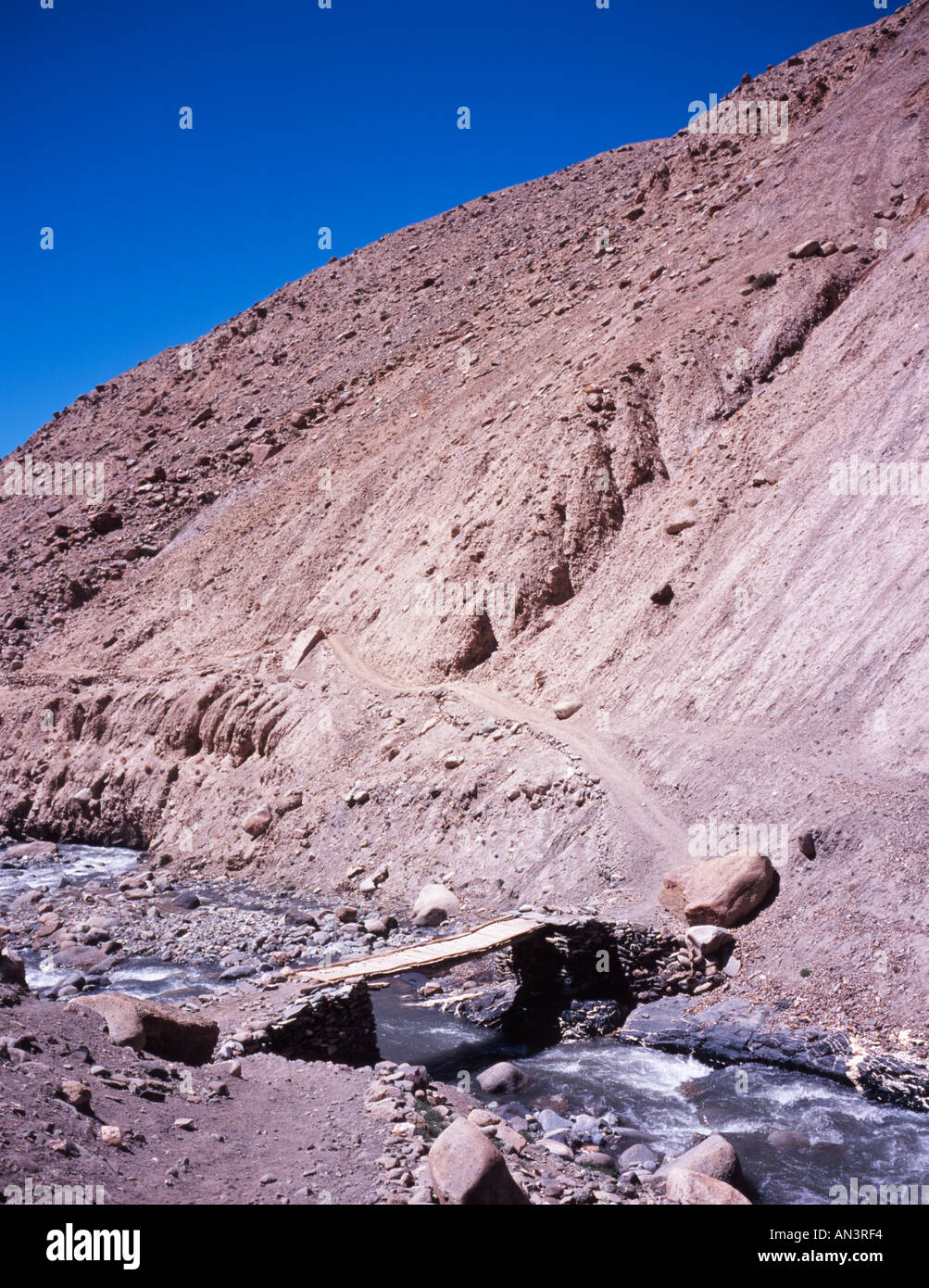 Bridge over Markha River Markha Valley Trek Ladakh India Stock Photo ...