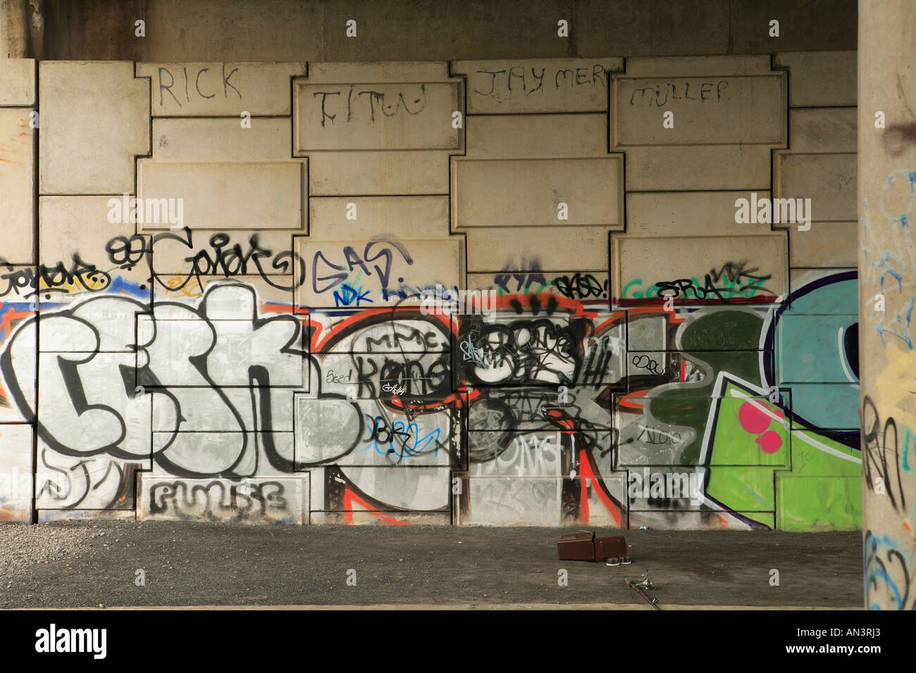 Graffiti in public area on bank of Royal Canal, near exit 6 off M50 ...