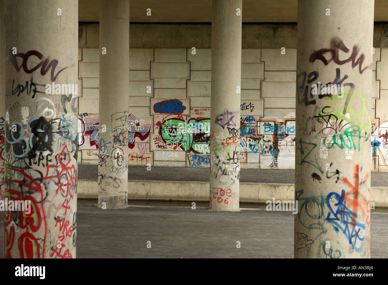 Graffiti in public area on bank of Royal Canal, near exit 6 off M50 ...