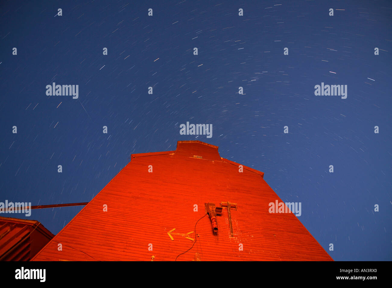 Spring Valley's old grain elevator on a starlit night in scenic ...