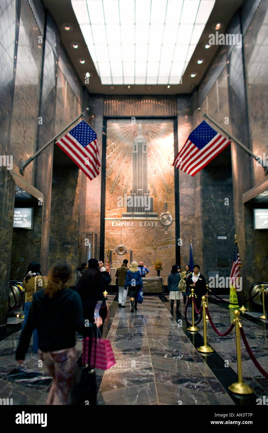 NEW YORK CITY NEW YORK Entrance to the Empire State Building with ...