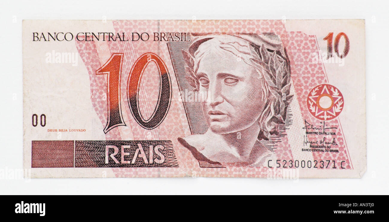 Brazil Ten Reais Real Note Stock Photo - Alamy