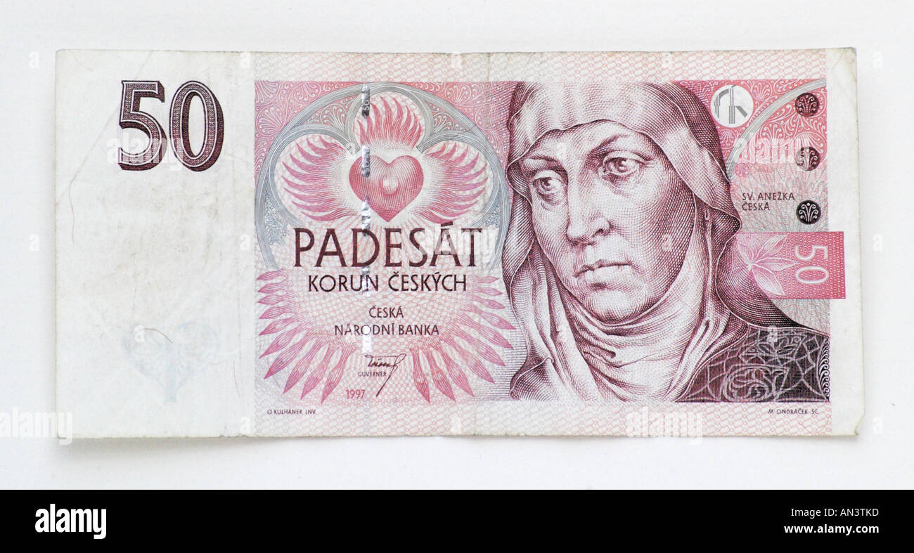 Czech Fifty Korun Bank Note Stock Photo - Alamy