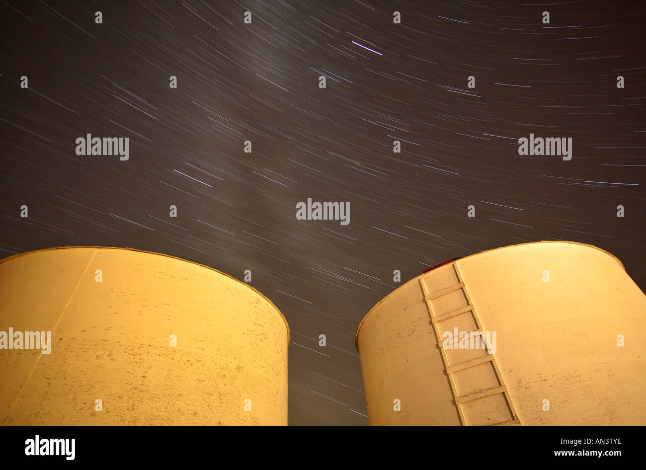 Two grain bins on a starlit night in scenic Saskatchewan Stock Photo ...
