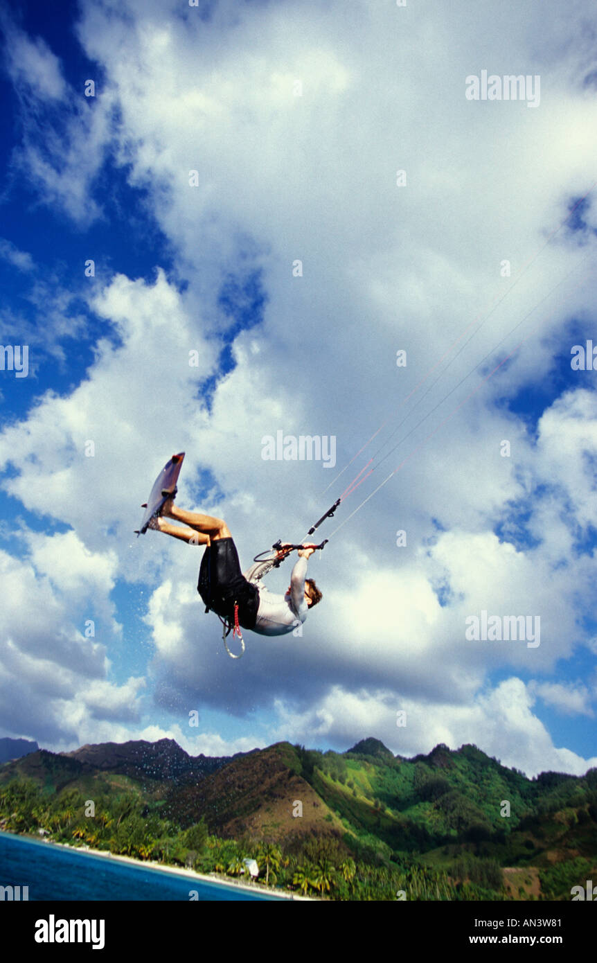 Kiteboarding, Moorea, French Polynesia Stock Photo - Alamy