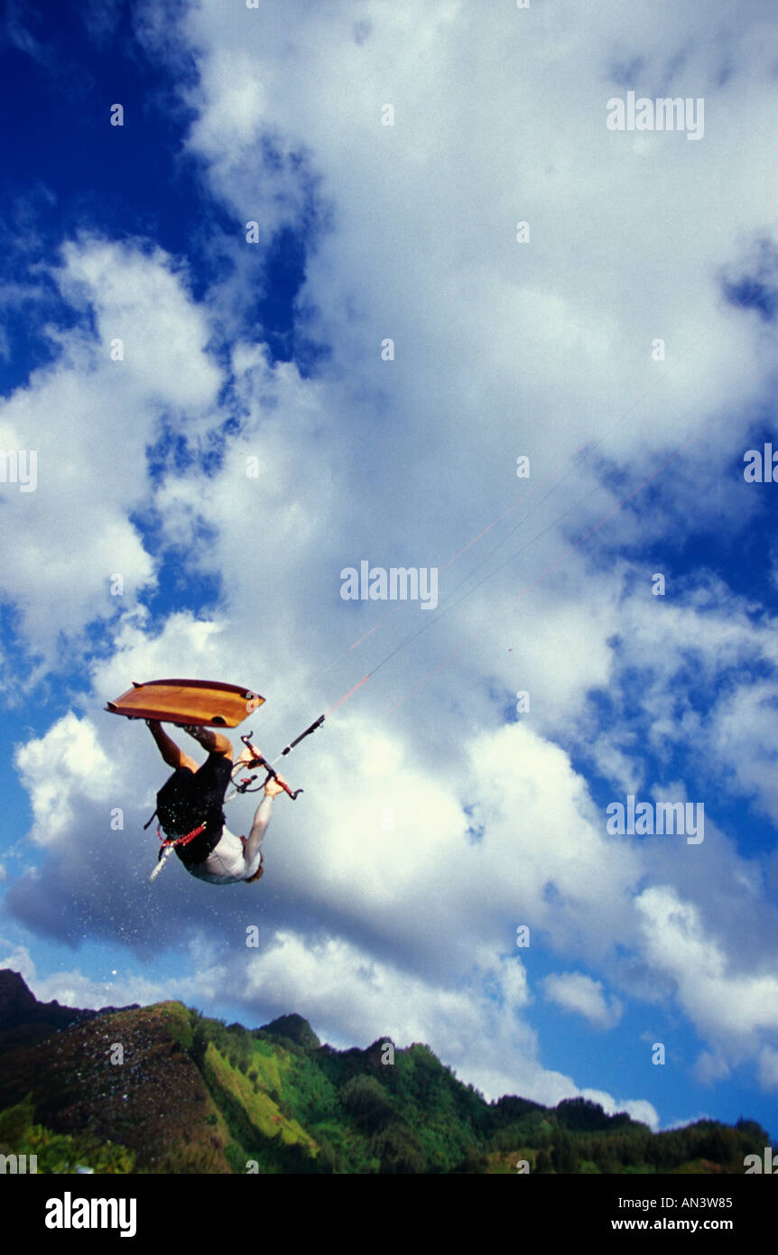 Kiteboarding, Moorea, French Polynesia Stock Photo - Alamy