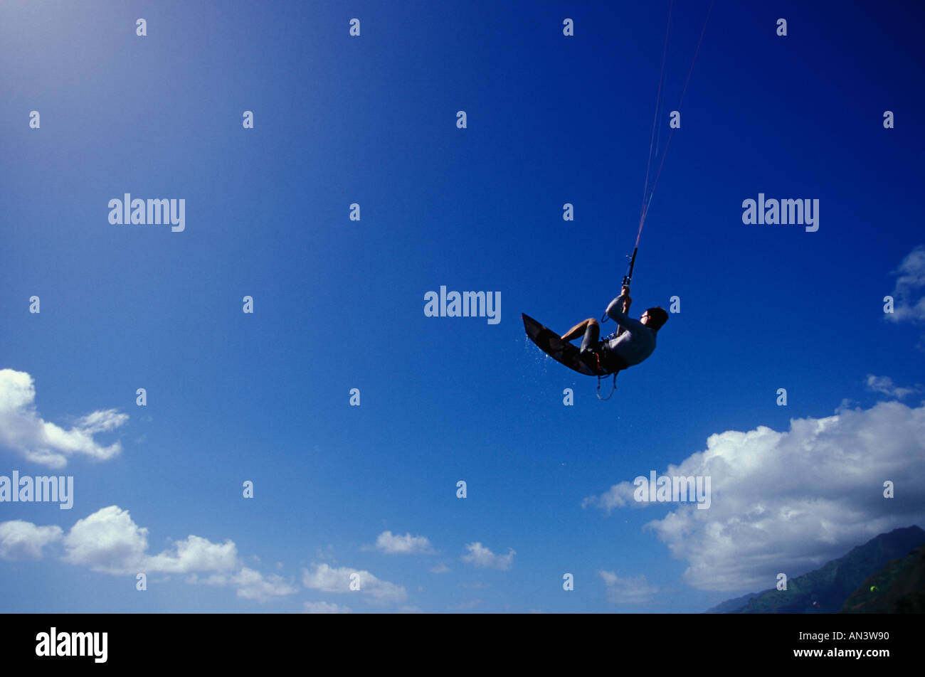 Kiteboarding, Moorea, French Polynesia Stock Photo - Alamy