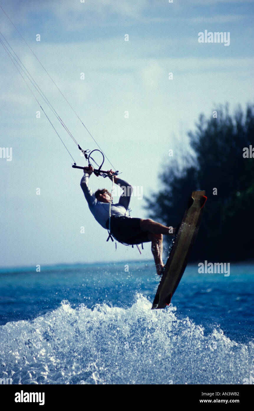 Kiteboarding, Moorea, French Polynesia Stock Photo - Alamy