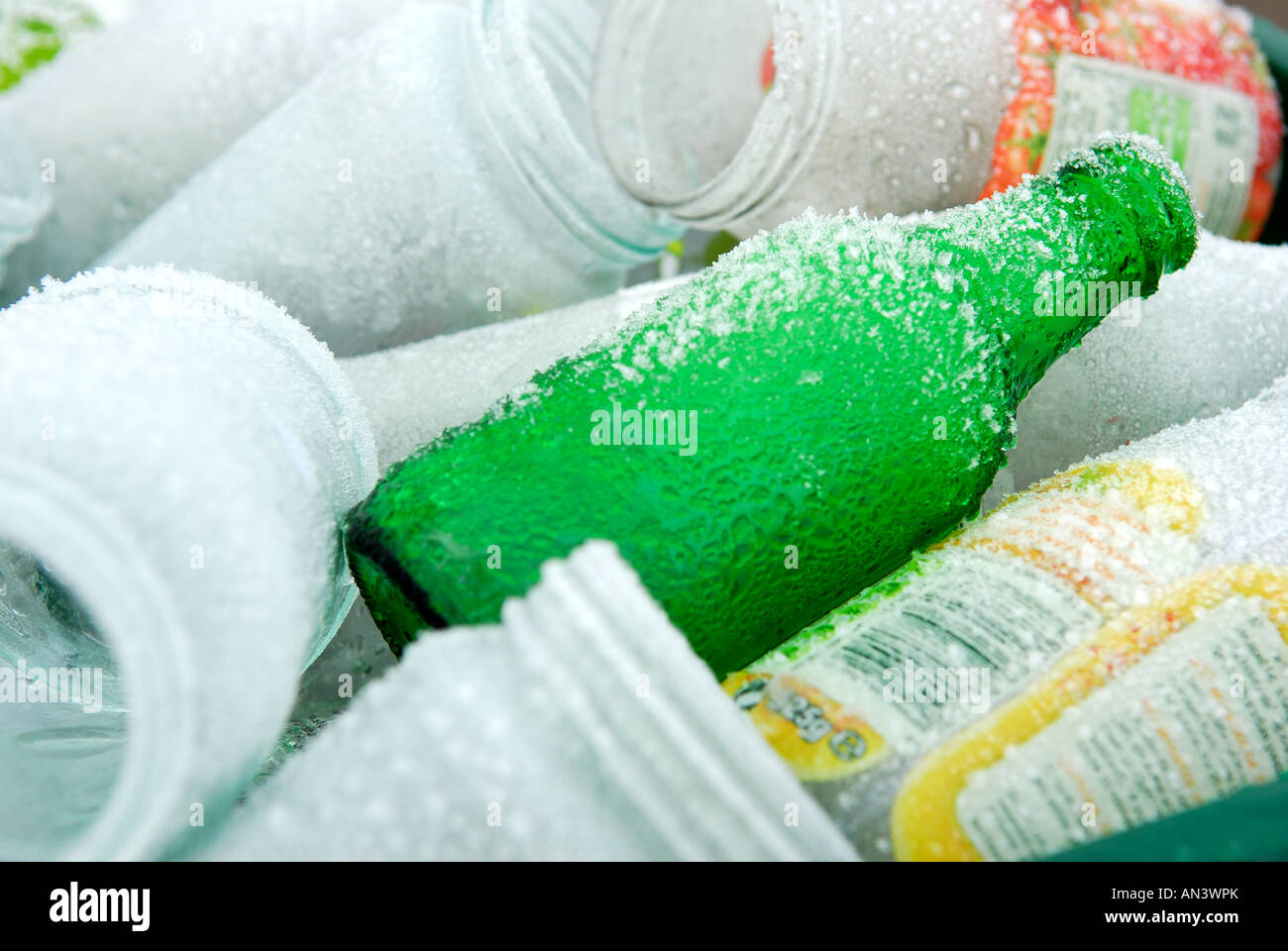 frozen glass ready for recycling Stock Photo - Alamy