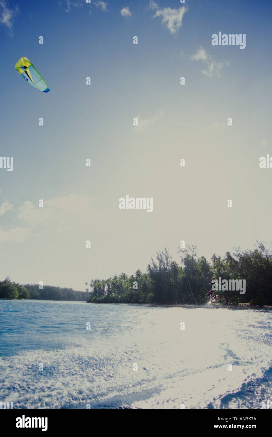 Kiteboarding, Moorea, French Polynesia Stock Photo - Alamy