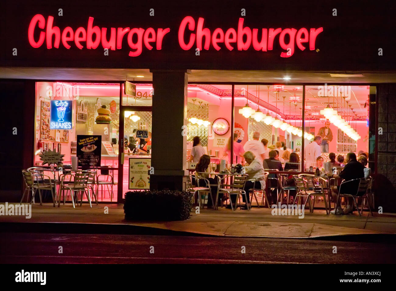 Cheeburger Cheeburger restaurant at night in Florida Stock Photo - Alamy