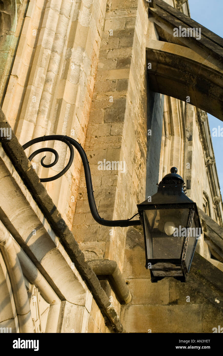 Winchester Cathedral Cloisters Wrought Iron Gas light lamp Stock Photo ...
