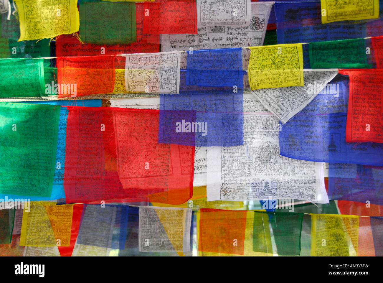 Prayer flags at the birth place of Sakyamuni Buddha, Lumbini, Nepal ...