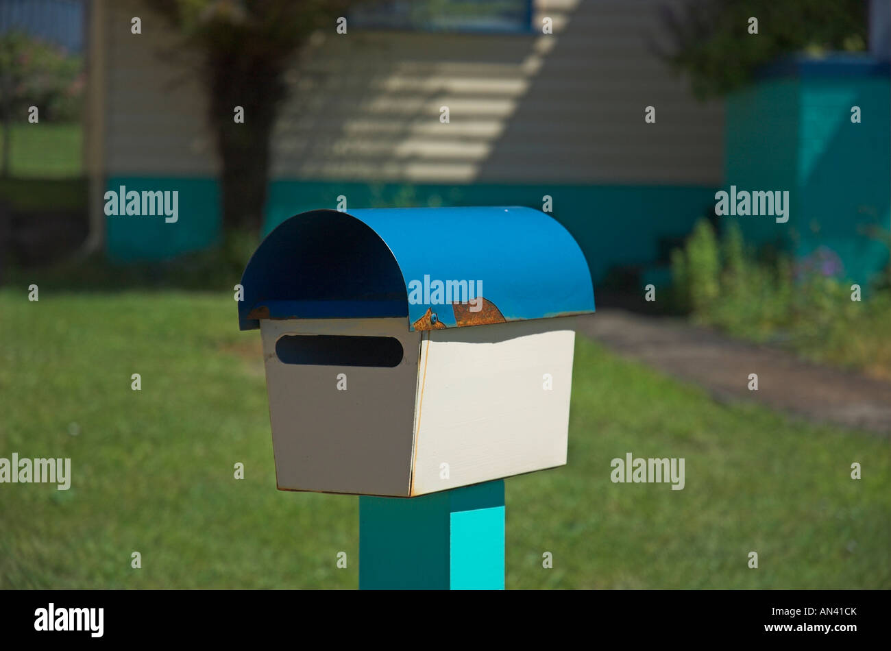 private mail box outside house in suburban neighbourhood Stock Photo ...