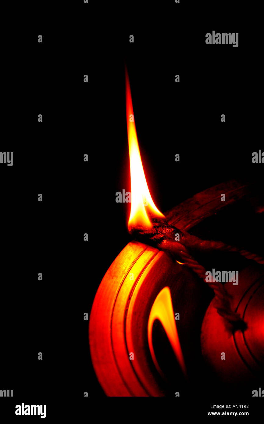 Flame from a traditional lamp in Kerala, India Stock Photo - Alamy