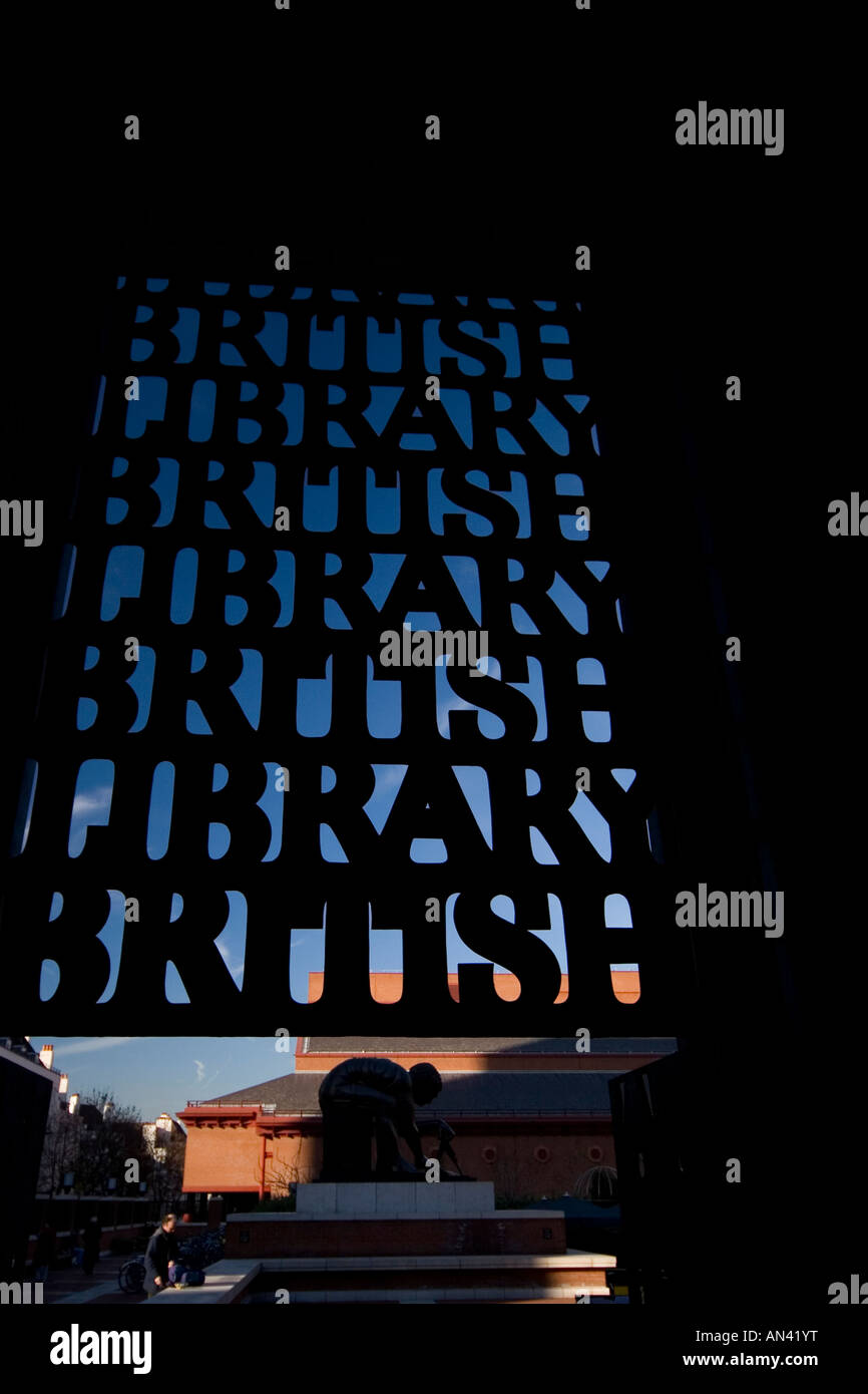 Silhouette of entrance to British Library Kings Cross London, England ...