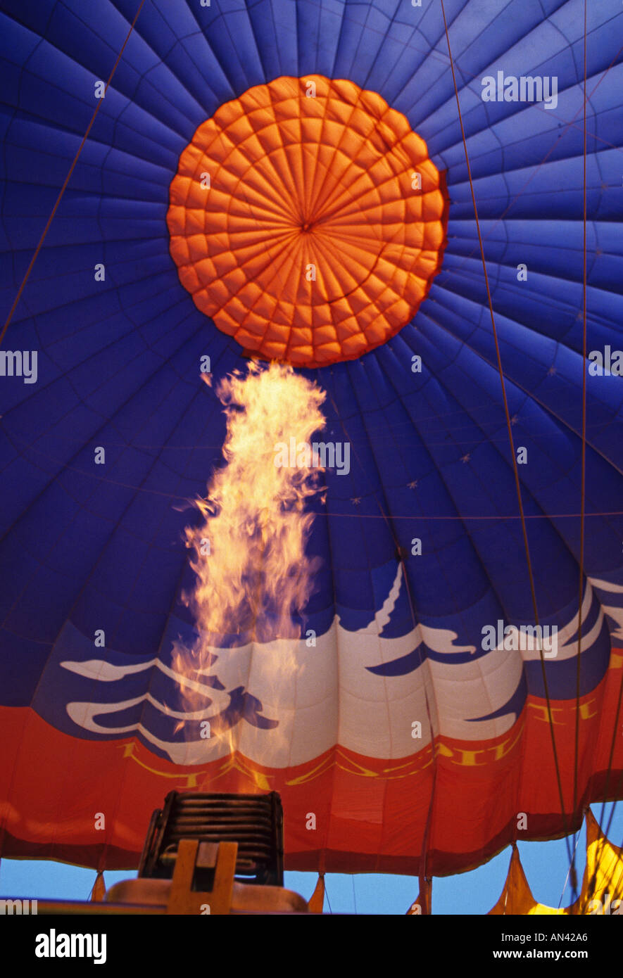 heat from flame generated by burner filling hot air balloon Stock Photo ...