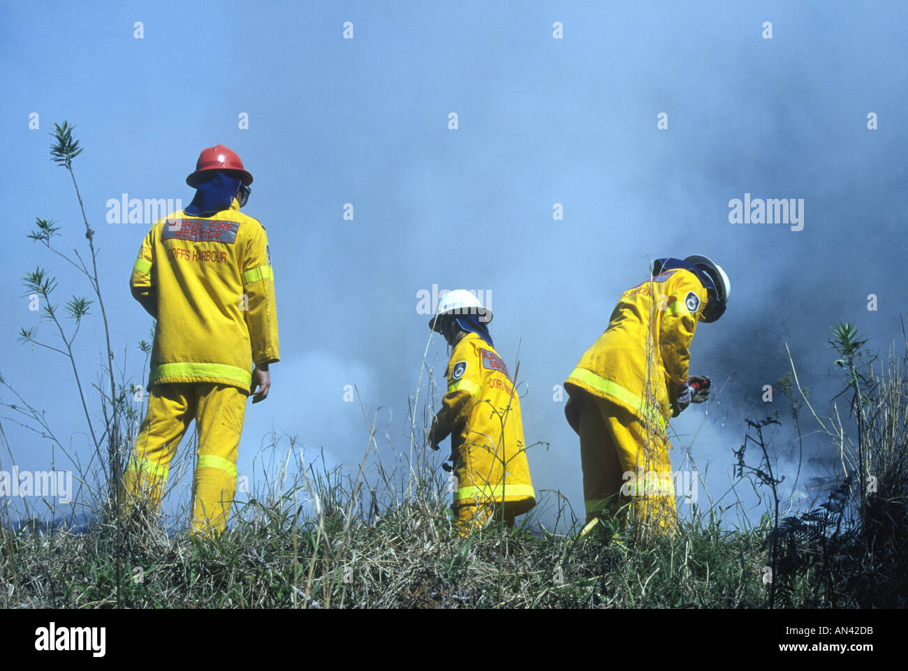 Volunteer Rural Fire Service Firefighters at a bushfire, Australia ...
