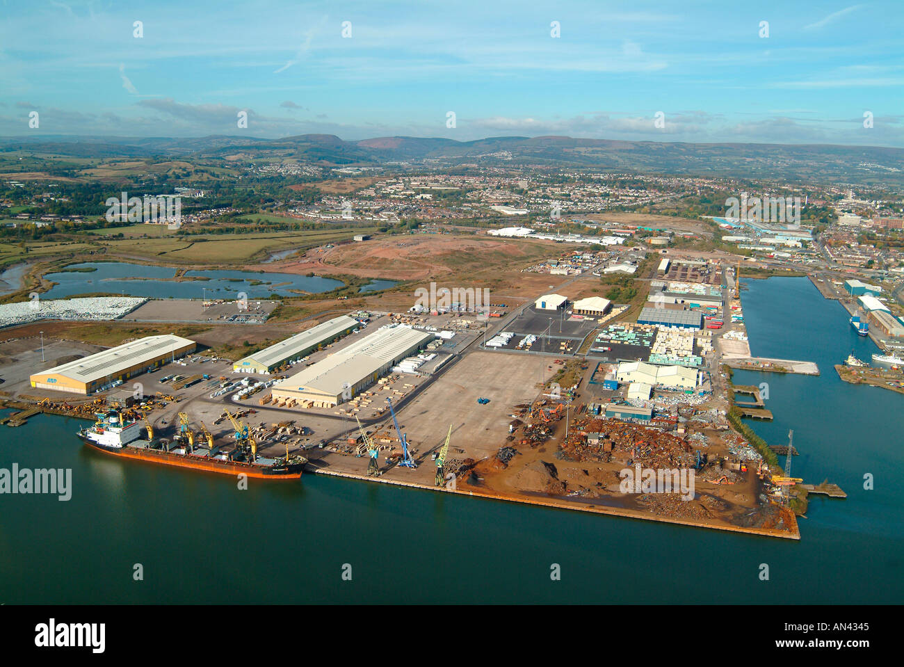 Aerial Newport Docks Newport Gwent Wales UK AH3 Stock Photo - Alamy