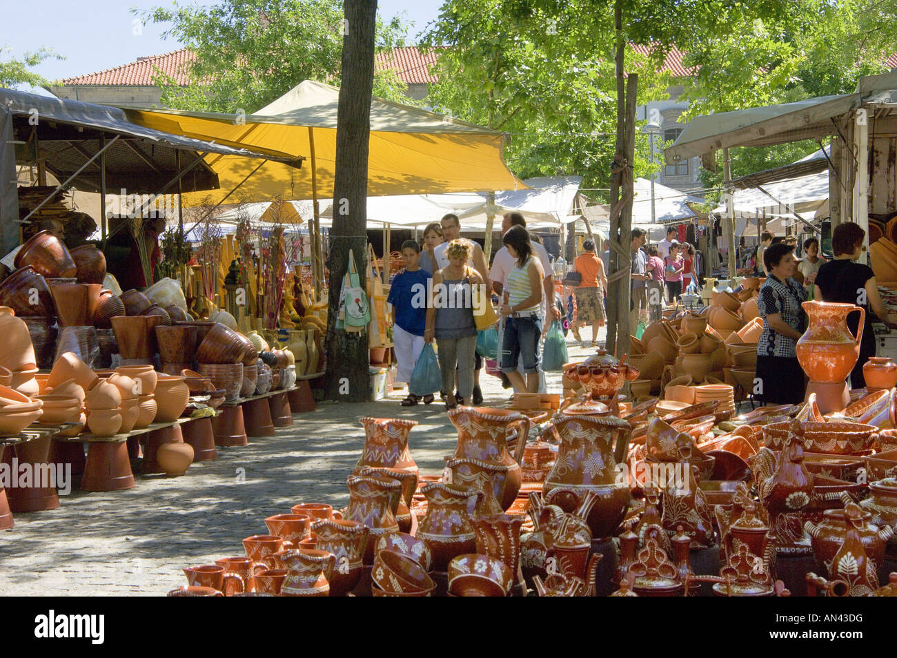 Portugal, the Minho District, Local pottery at the Weekly Market At ...