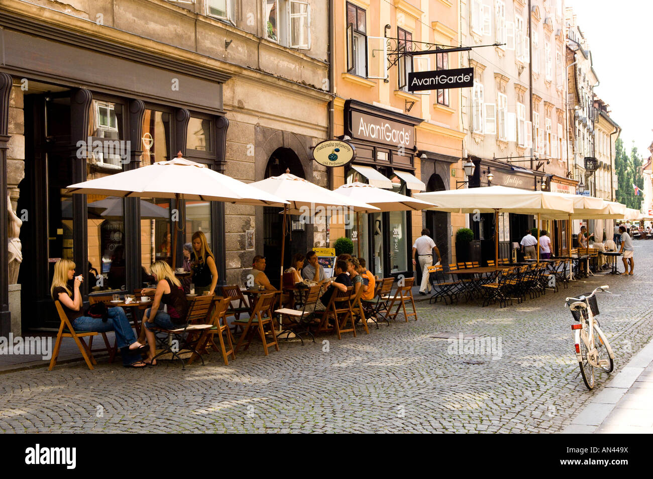 Pavement cafe on the Stari Trg Ljubljana Slovenia Europe Stock Photo ...