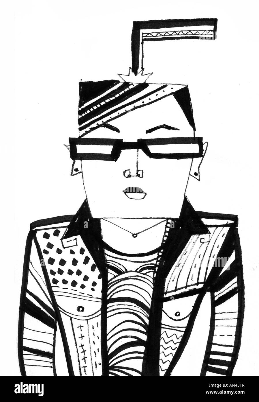 Woman glasses illustration Black and White Stock Photos & Images - Alamy