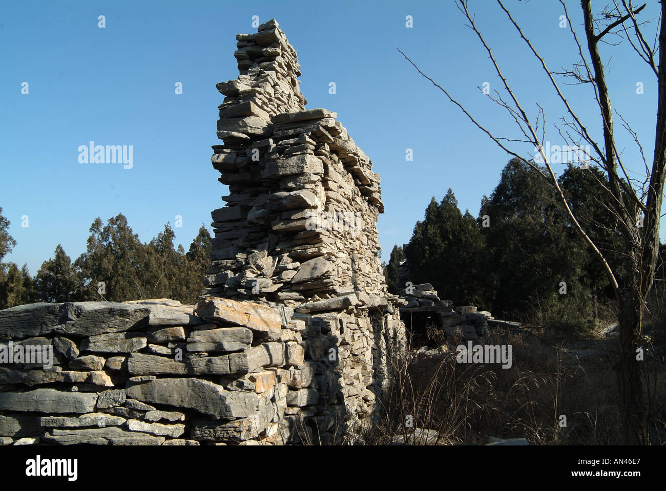 The relic of the Great Wall of the state of Qi in ancient China Stock ...