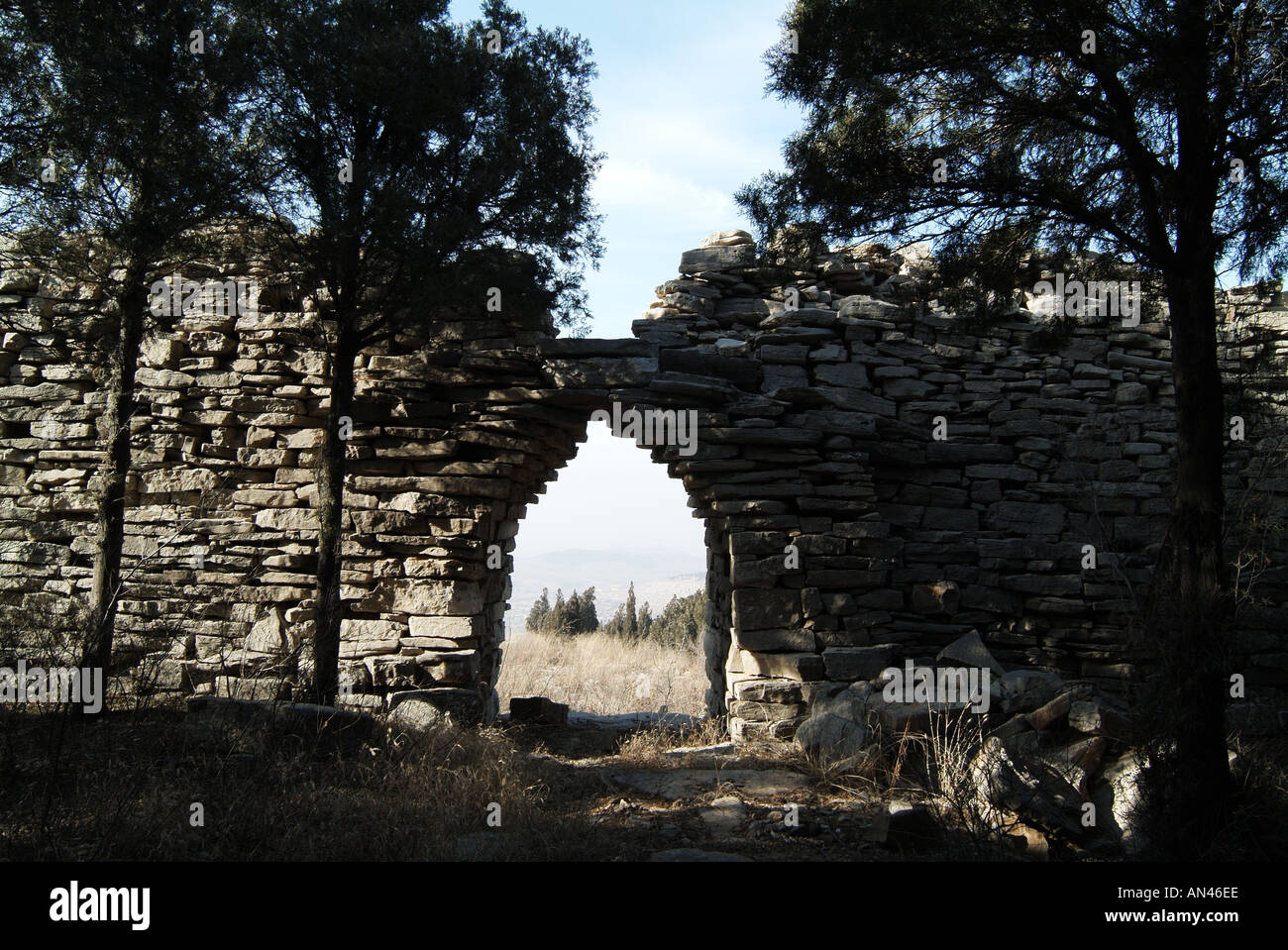 The relic of the Great Wall of the state of Qi in ancient China which ...