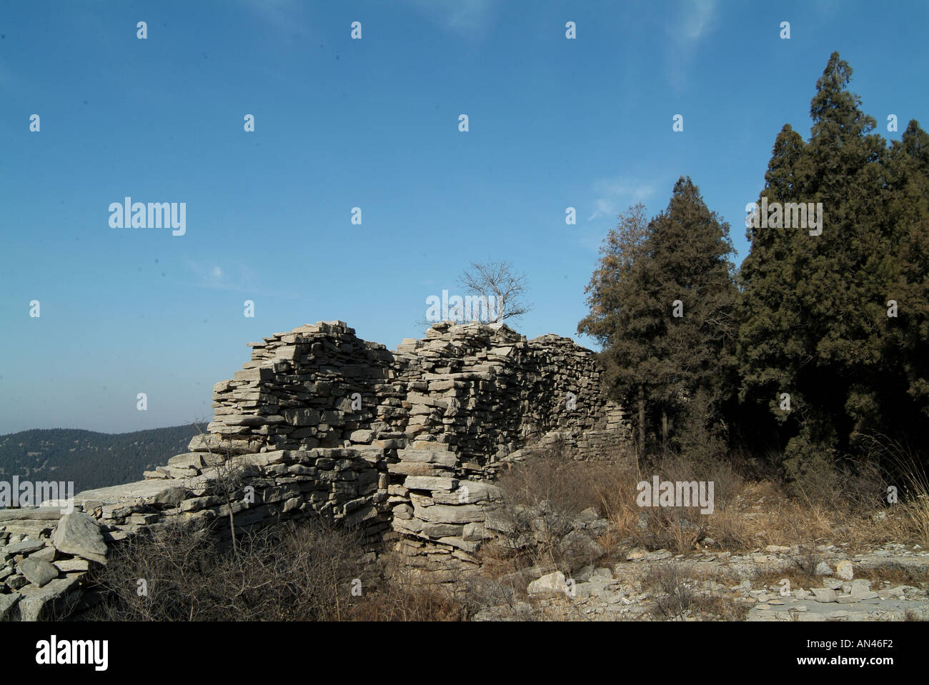 The relic of the Great Wall of the state of Qi in ancient China which ...