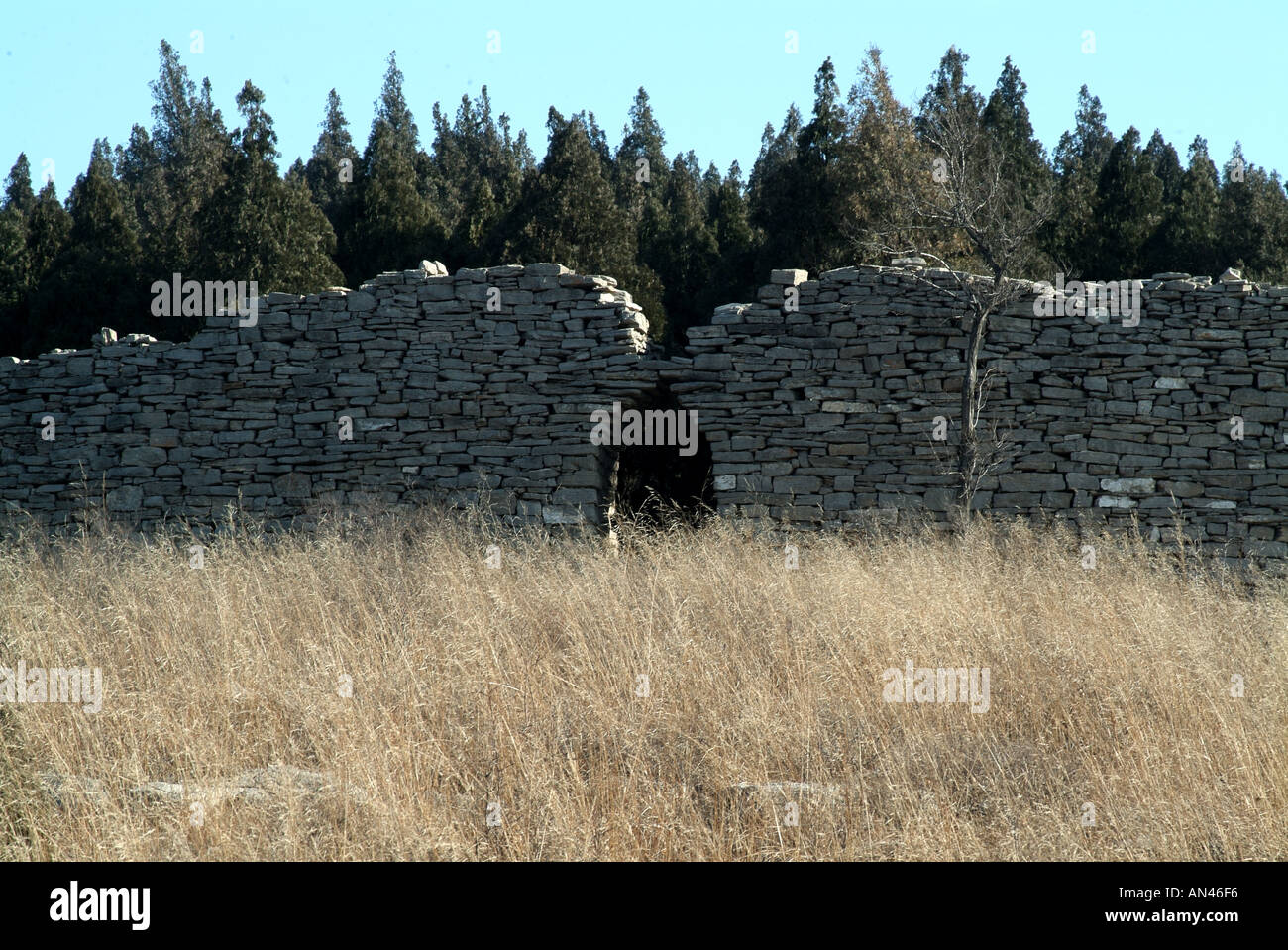 The relic of the Great Wall of the state of Qi in ancient China which ...