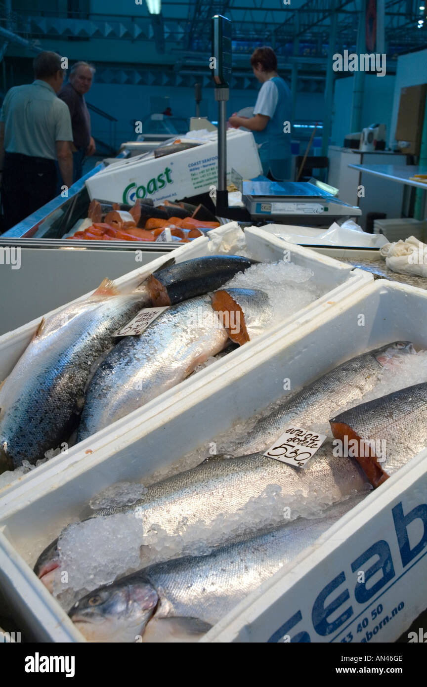Fresh cut up fish at a market Stock Photo - Alamy
