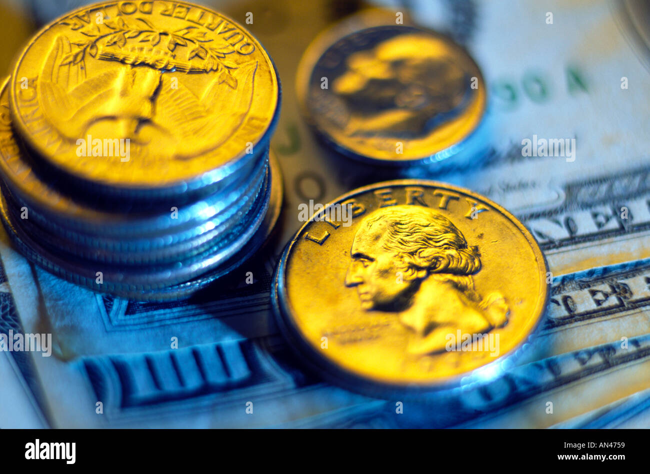 Still life of United States currency Stock Photo - Alamy