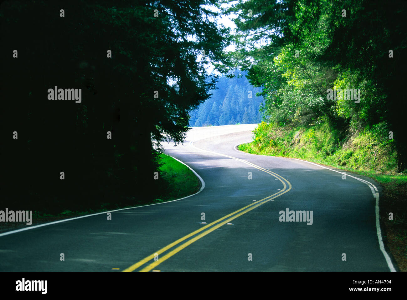 Rural road with curve Stock Photo - Alamy
